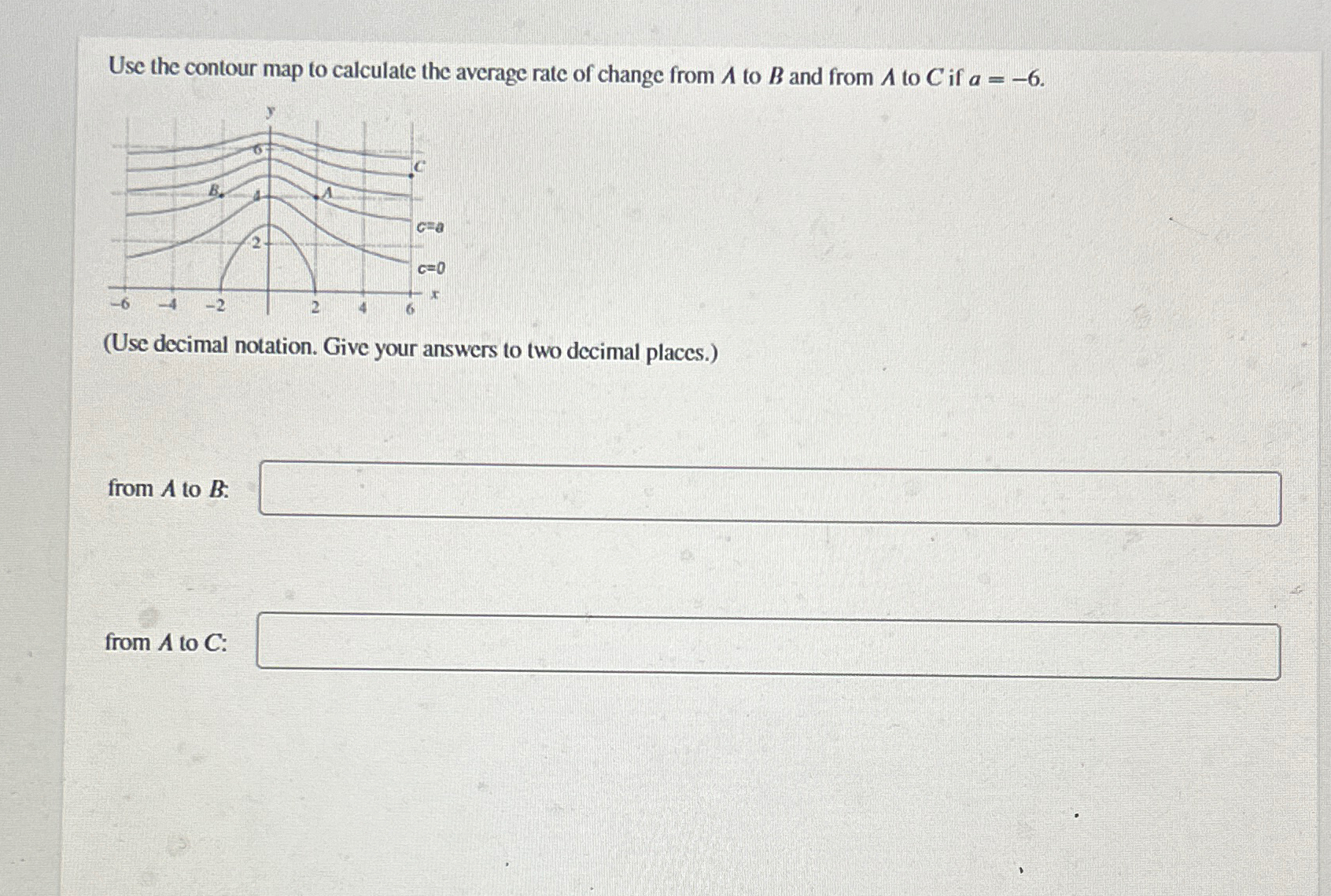 Solved Use the contour map to calculate the average rate of | Chegg.com