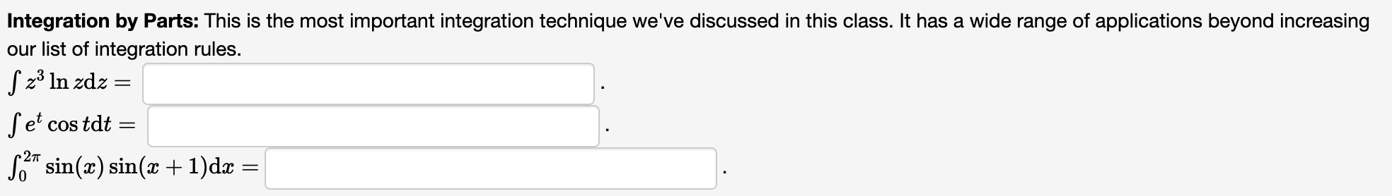 Solved Integration by Parts: This is the most important | Chegg.com