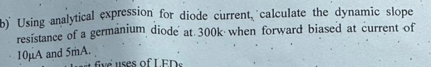 Solved b) ﻿Using analytical expression for diode current, | Chegg.com
