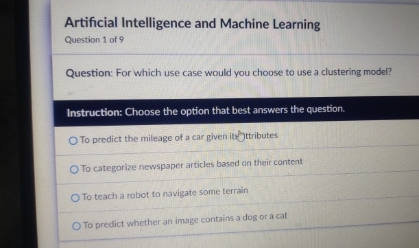 Solved Artificial Intelligence and Machine LearningQuestion | Chegg.com