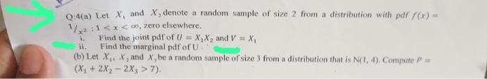 Solved Q:4(a) Let X1 and X2 denote a random sample of size 2 | Chegg.com