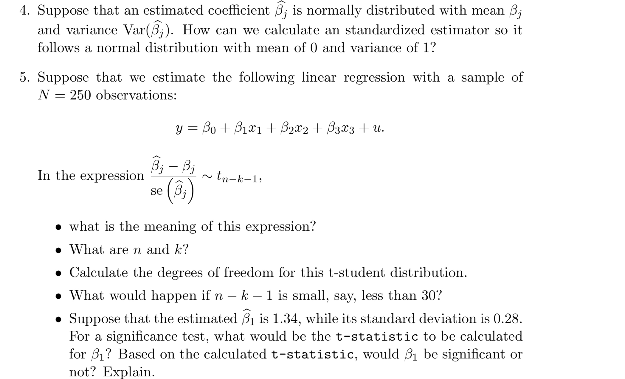 Solved Suppose that an estimated coefficient widehat(β)j ﻿is | Chegg.com