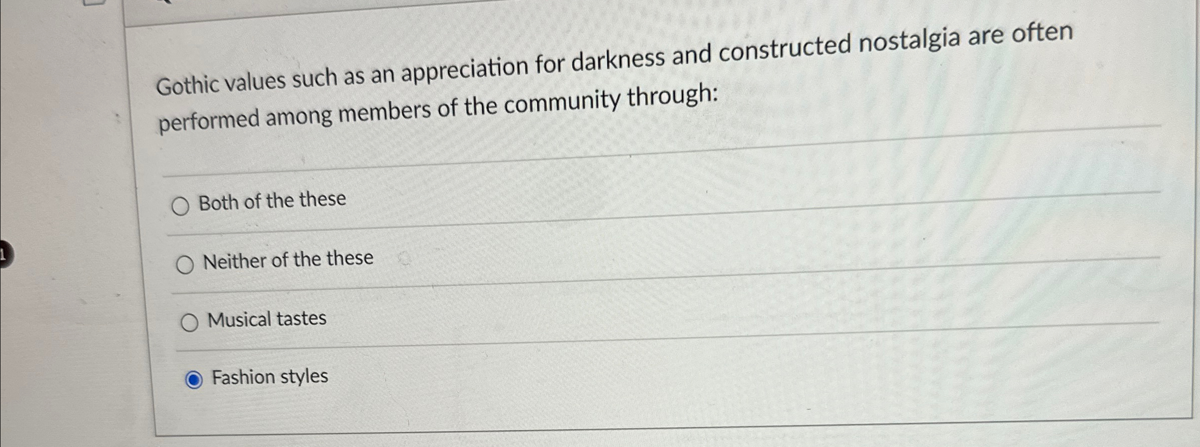 Solved Gothic values such as an appreciation for darkness | Chegg.com