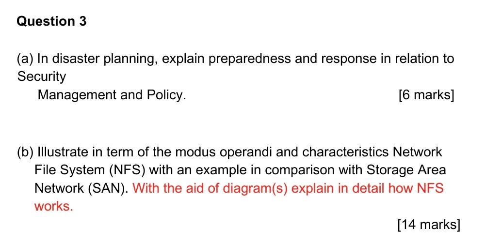 Solved (a) In disaster planning, explain preparedness and | Chegg.com