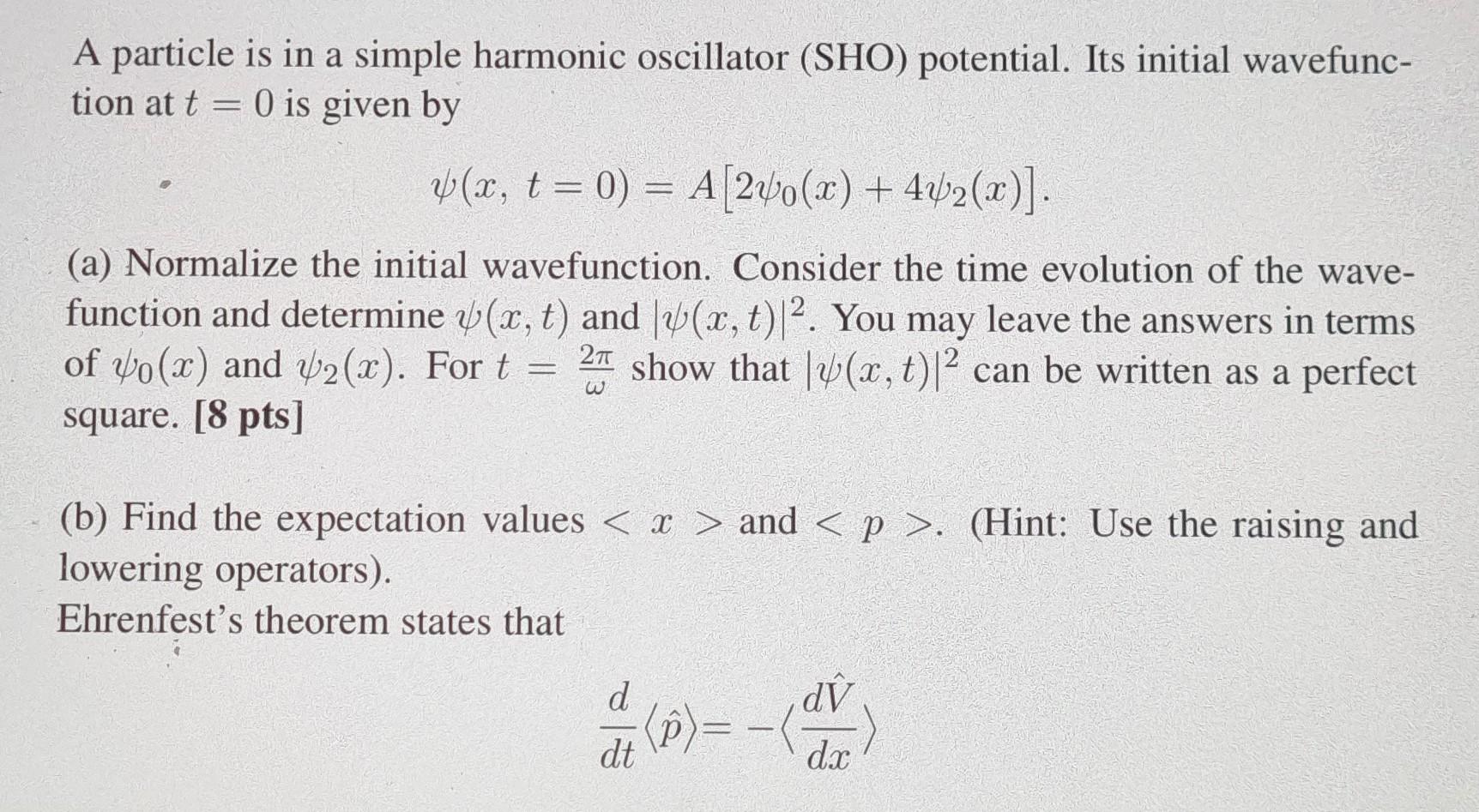 Solved A particle is in a simple harmonic oscillator (SHO) | Chegg.com