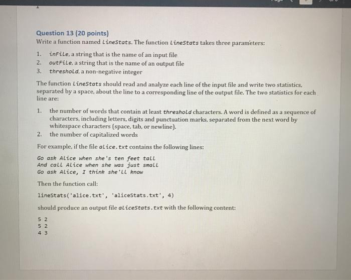 Solved Question 13 (20 points) Write a function named | Chegg.com
