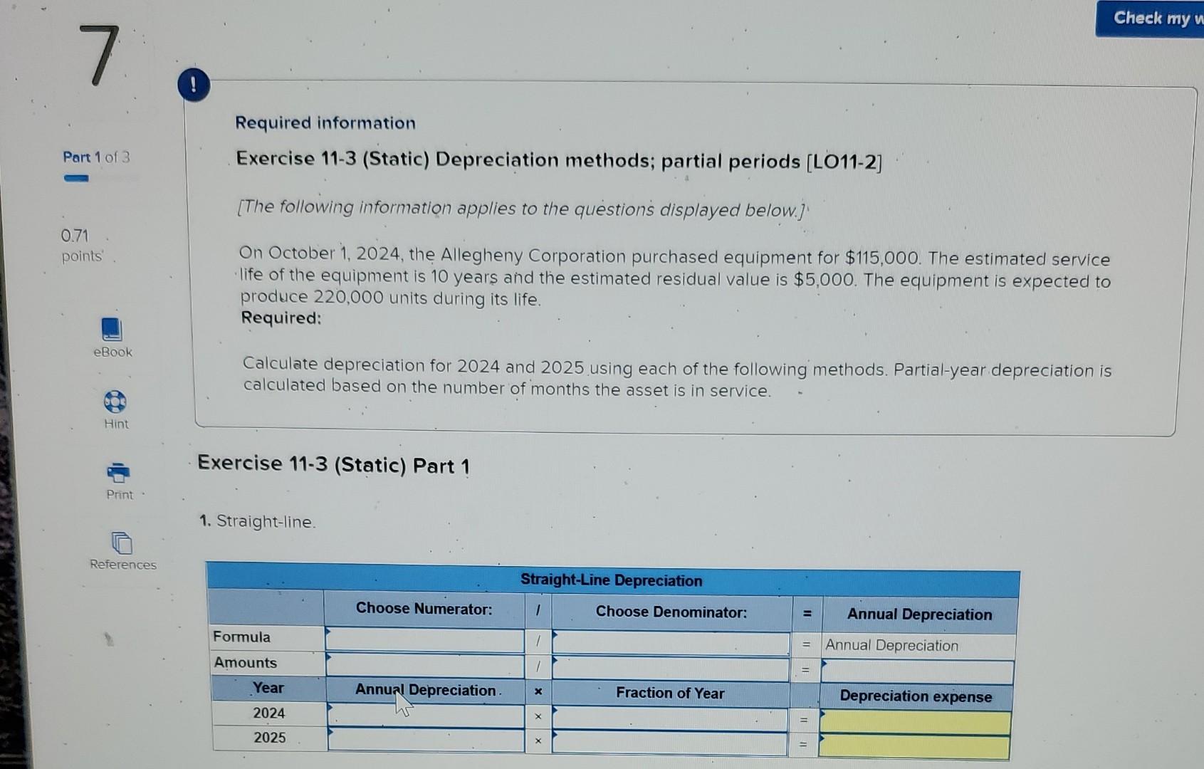 Solved Required information Exercise 11-3 (Static) | Chegg.com