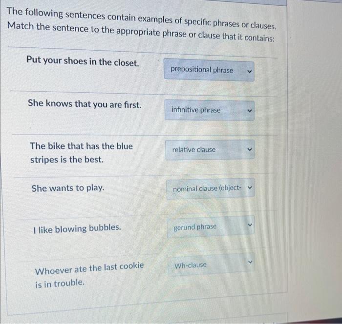 The following sentences contain examples of specific | Chegg.com