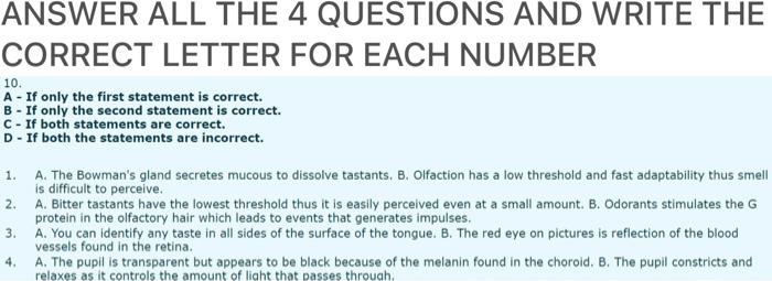 Solved A. If only the first statement is correct. B - If | Chegg.com