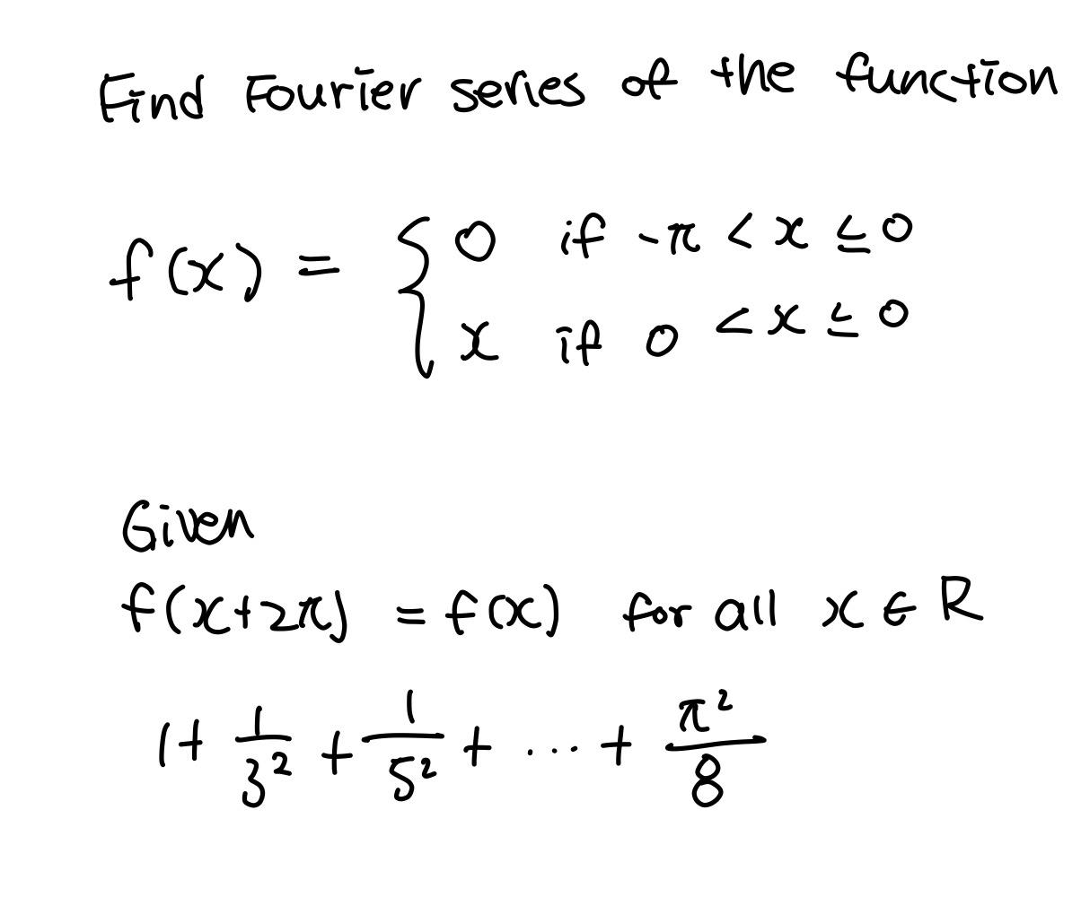 Solved Find Fourier series of the functionf(x+2π)=f(x) ﻿for | Chegg.com