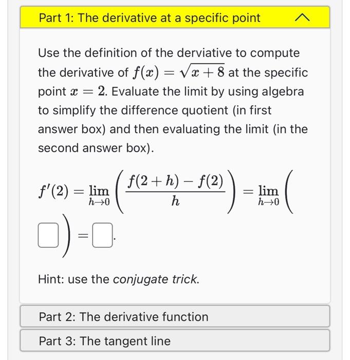 Solved Use the definition of the derviative to compute the | Chegg.com