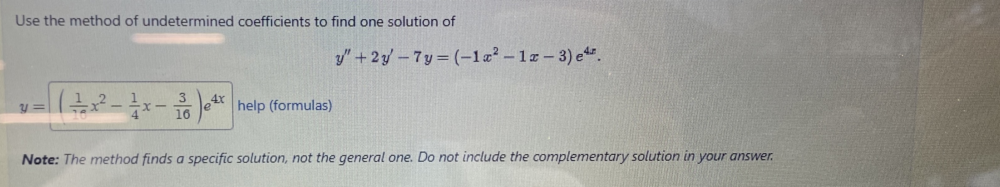 Solved Use the method of undetermined coefficients to find | Chegg.com