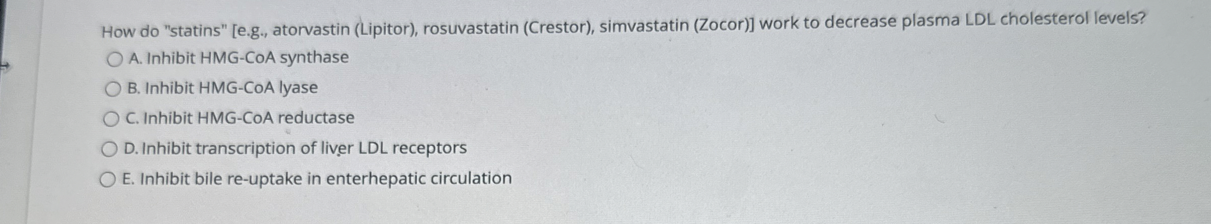 Solved How do "statins" [e.g., ﻿atorvastin (Lipitor), | Chegg.com