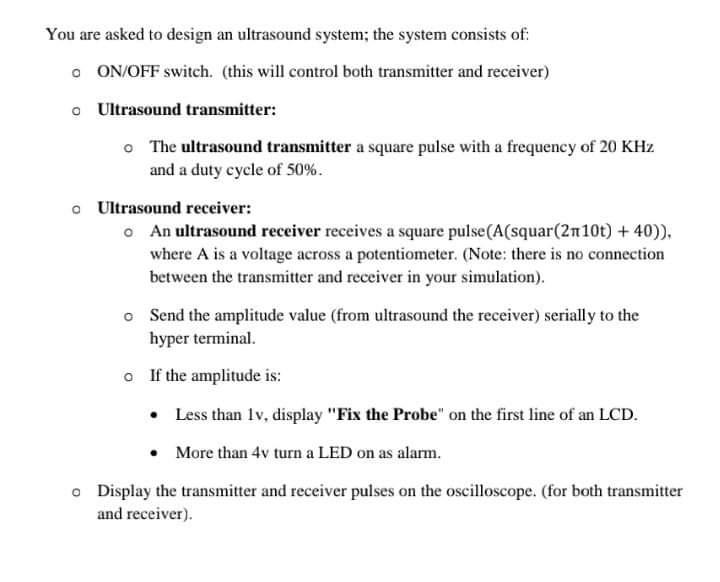 Solved You are asked to design an ultrasound system; the | Chegg.com