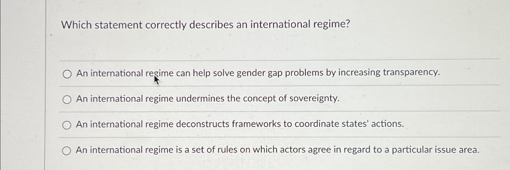 Solved Which statement correctly describes an international | Chegg.com