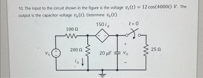 Solved 10. The input to the circuit shown in the figure is | Chegg.com