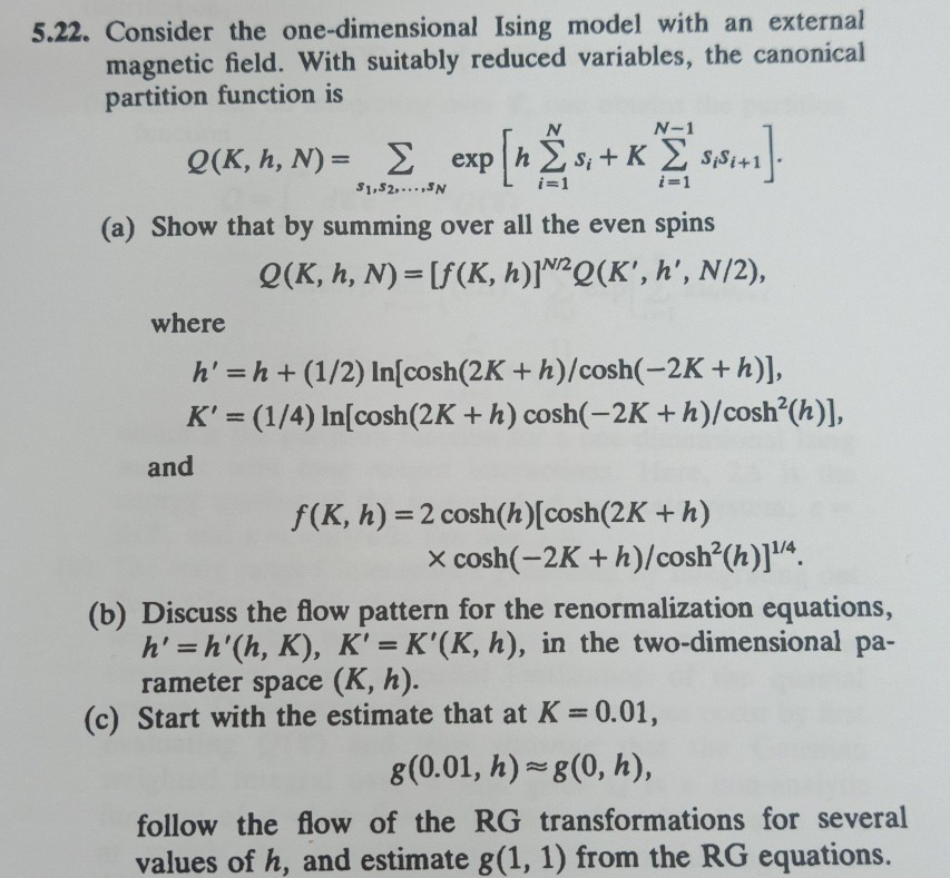 5.22. Consider the one-dimensional Ising model with | Chegg.com