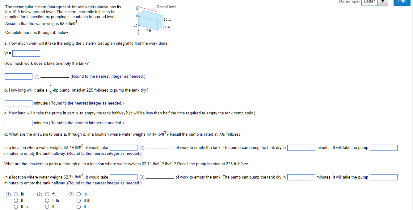 Solved The rectangular cistern (storage tank for rainwater) | Chegg.com