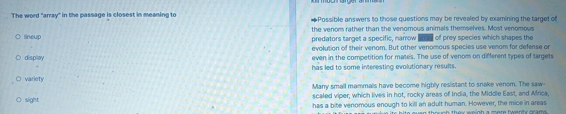 The word "array" in the passage is closest in meaning | Chegg.com