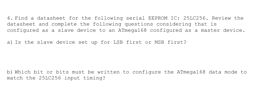 Solved 4. ﻿Find a datasheet for the following serial EEPROM | Chegg.com