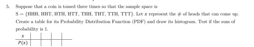 Solved Suppose that a coin is tossed three times so that the | Chegg.com