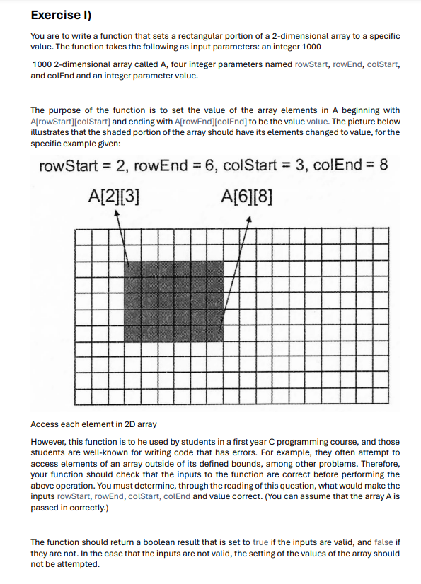 Solved Exercise I)You are to write a function that sets a | Chegg.com