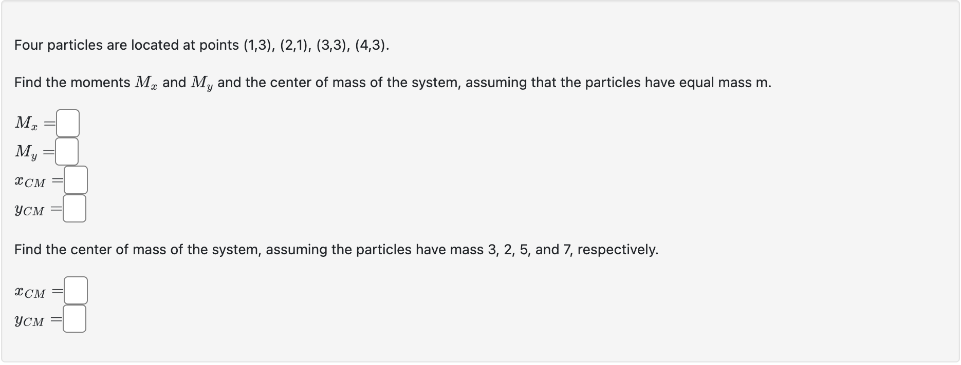 Solved Four particles are located at points | Chegg.com