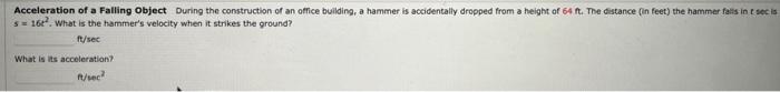 Solved Acceleration of a Falling Object During the | Chegg.com