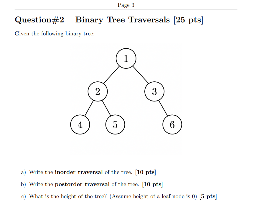 Solved a) ﻿Write the inorder traversal of the tree. [10 | Chegg.com