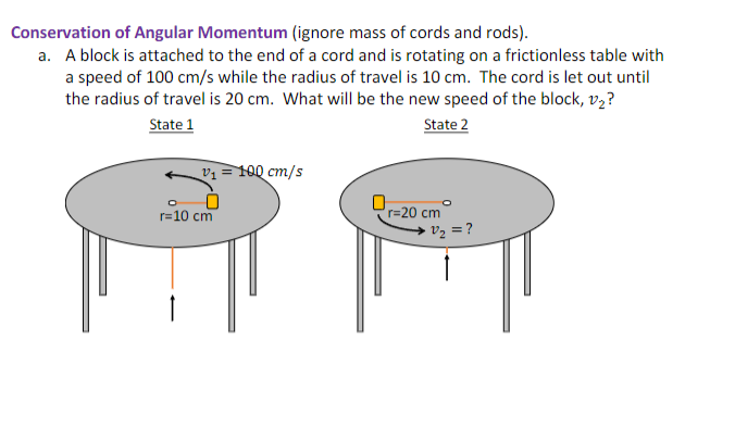 Solved 3a (10)Conservation of Angular Momentum (ignore mass | Chegg.com