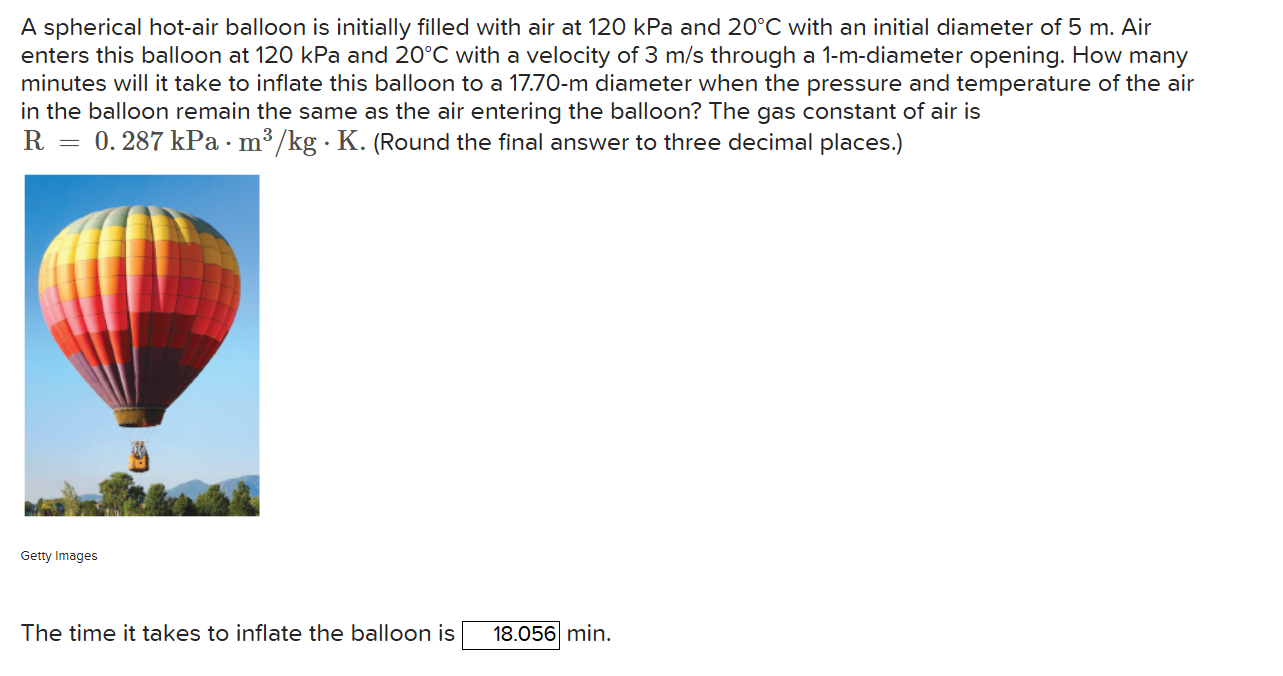 Solved A spherical hot-air balloon is ﻿initially filled with | Chegg.com