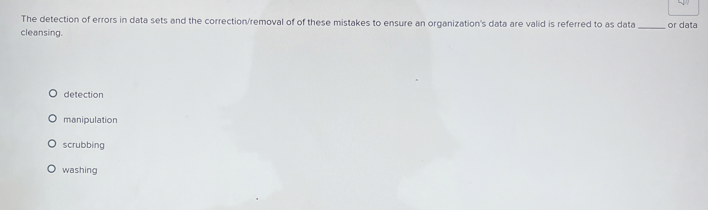 Solved The detection of errors in data sets and the | Chegg.com