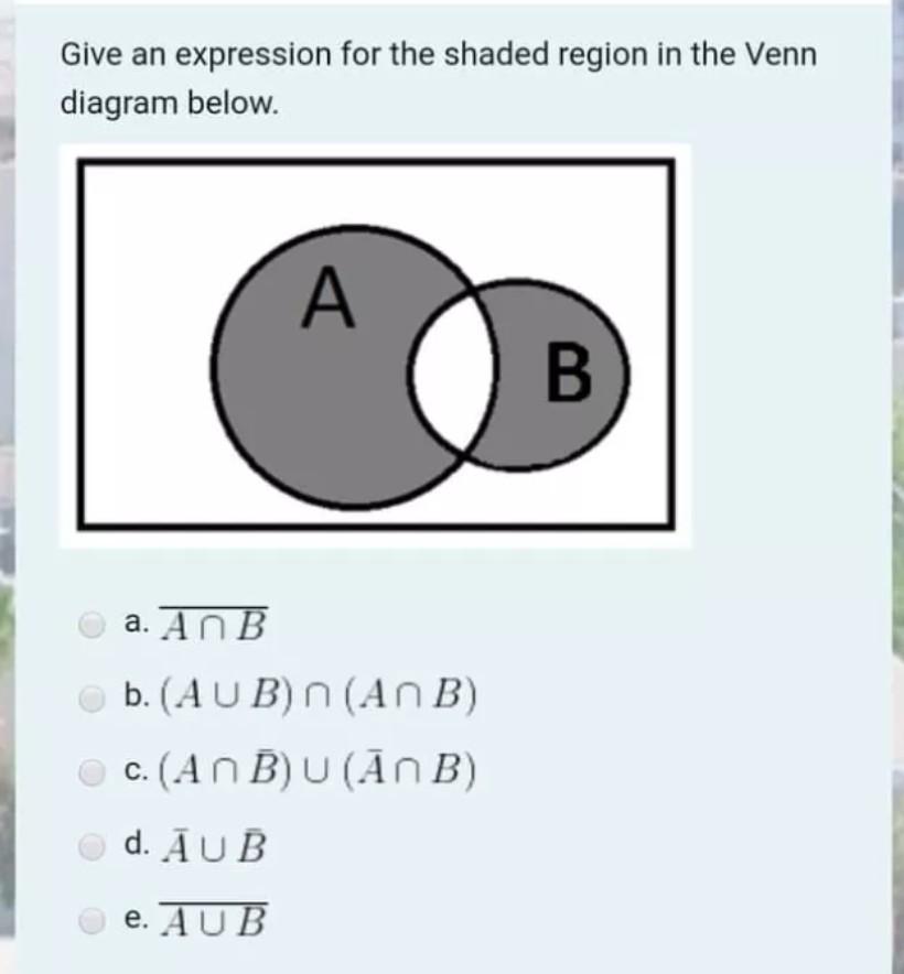 Solved Give an expression for the shaded region in the Venn | Chegg.com