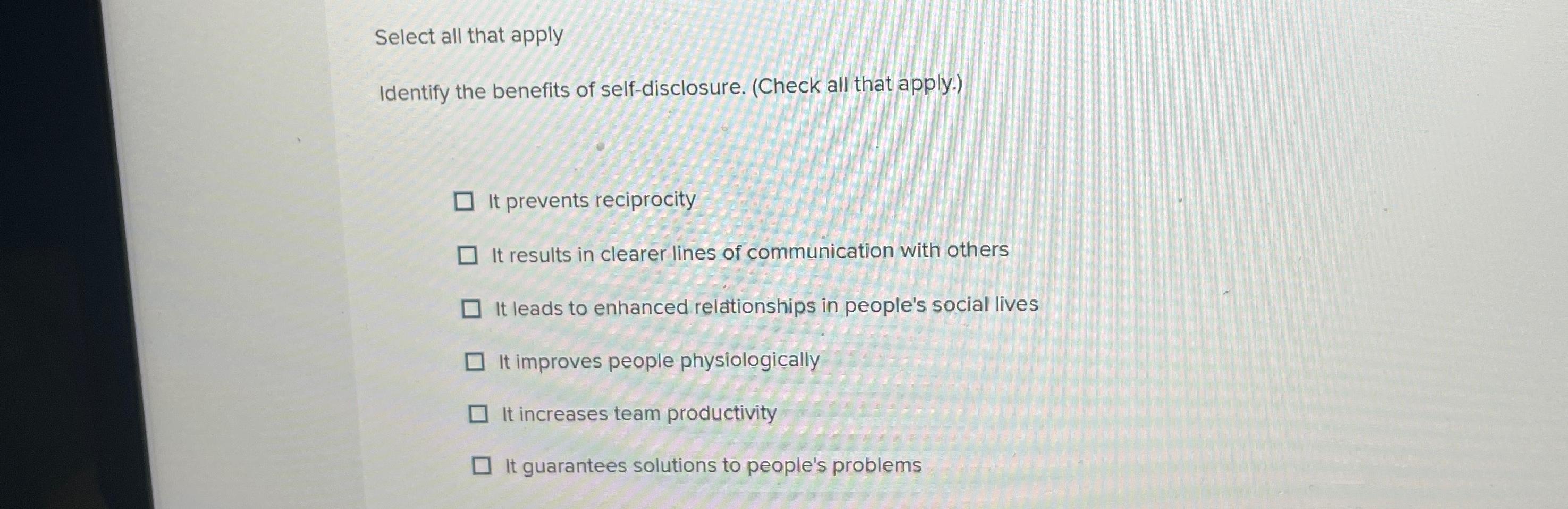 Solved Select all that applyIdentify the benefits of | Chegg.com
