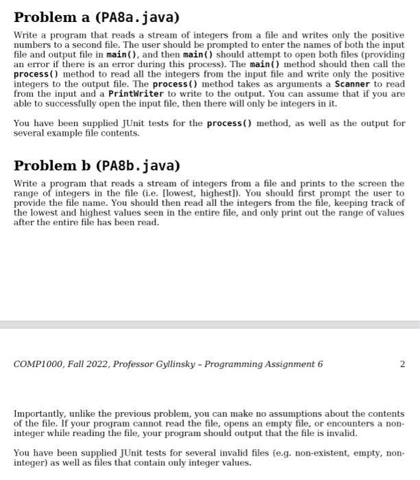 Solved Problem a (PA8a.java) Write a program that reads a | Chegg.com