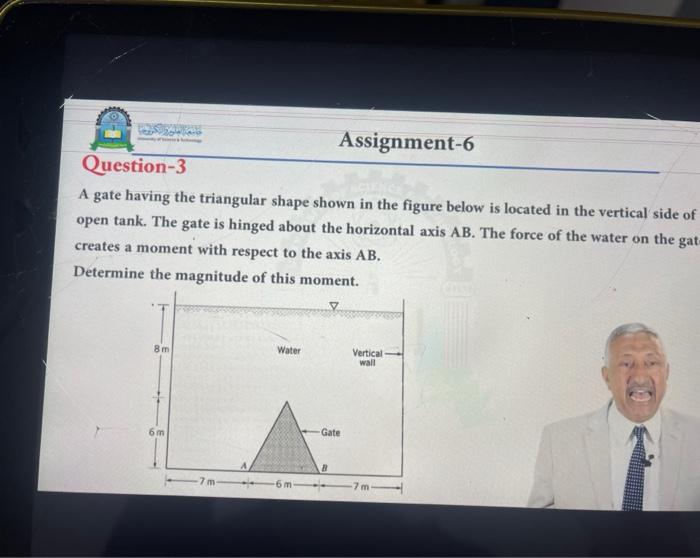 Solved A gate having the triangular shape shown in the | Chegg.com