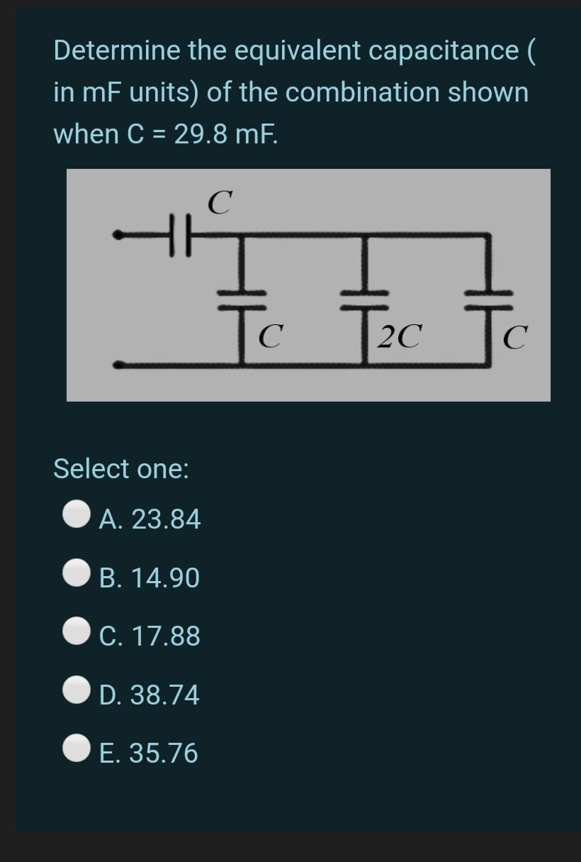 Solved Determine the equivalent capacitance in mF units) of | Chegg.com