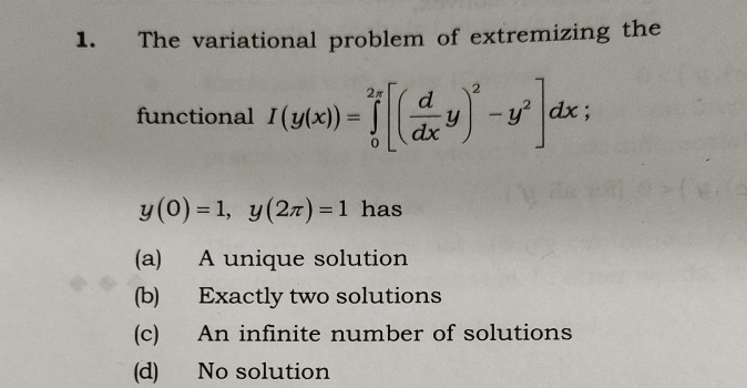 Solved The variational problem of extremizing the functional | Chegg.com