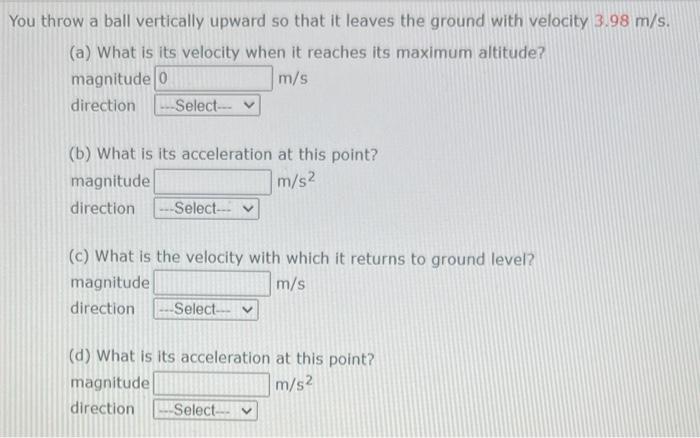 Solved throw a ball vertically upward so that it leaves the | Chegg.com