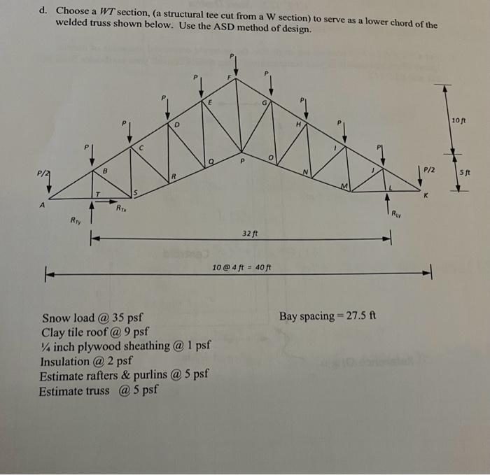 Solved d. Choose a WT section, (a structural tee cut from a | Chegg.com