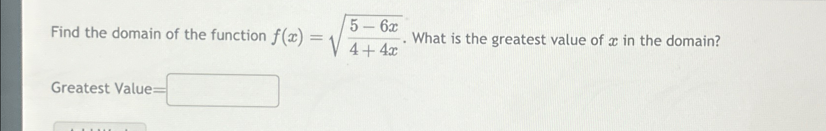 Solved Find the domain of the function f(x)=5-6x4+4x2. ﻿What | Chegg.com