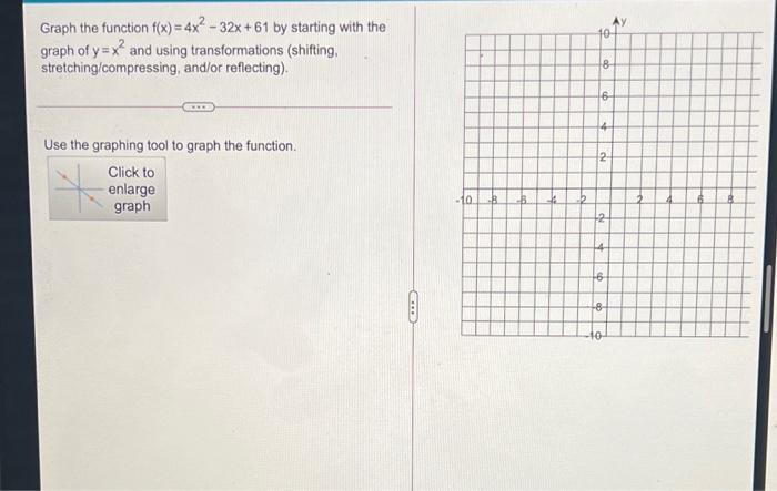 Solved AY 10 Graph the function f(x) = 4x2 - 32x + 61 by | Chegg.com