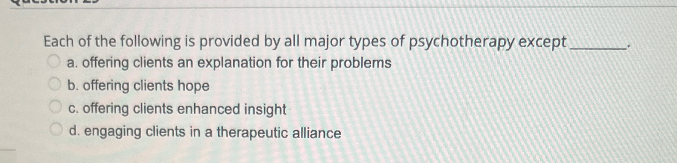 Solved Each of the following is provided by all major types | Chegg.com