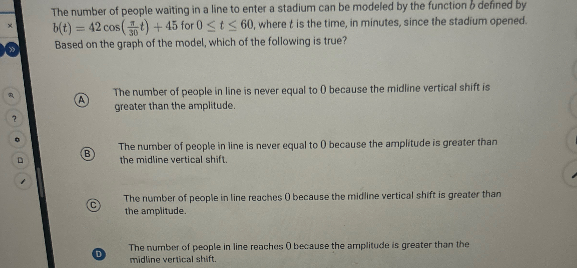 Solved The number of people waiting in a line to enter a | Chegg.com