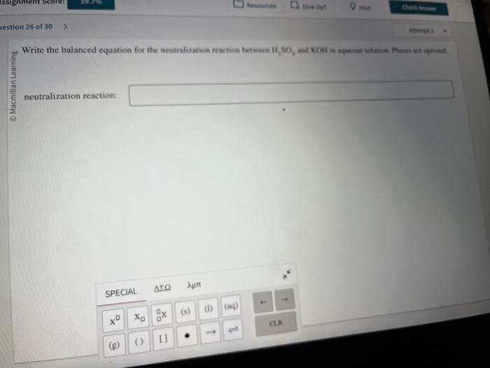 Solved neutralization reaction: | Chegg.com