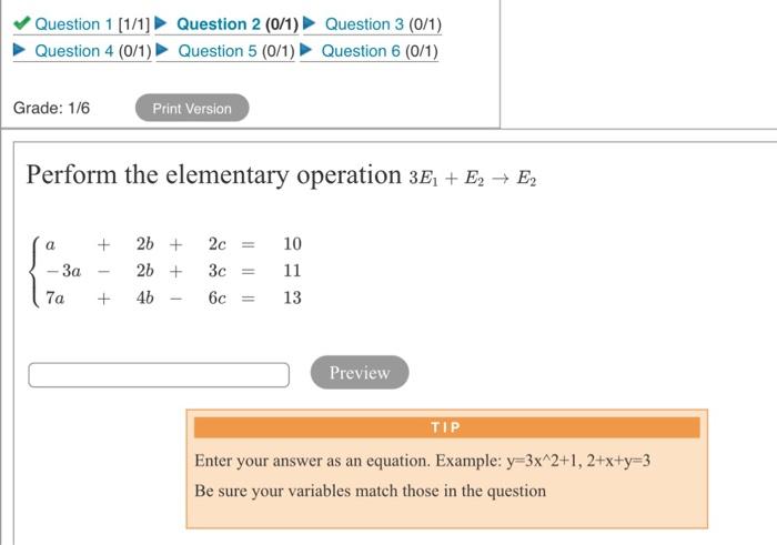 Solved Perform the elementary operation 3E1+E2→E2 | Chegg.com