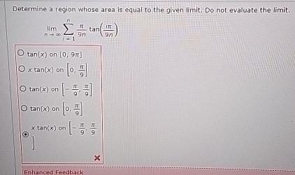 Solved Determine a region whose area is equal to the given | Chegg.com