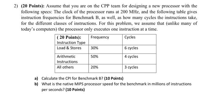 Solved (20 Points): Assume that you are on the CPP team for | Chegg.com