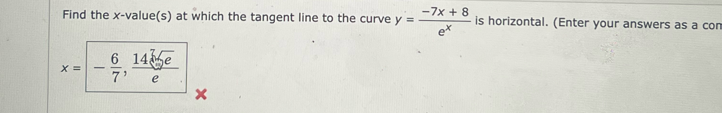 Solved Find the x-value(s) ﻿at which the tangent line to the | Chegg.com