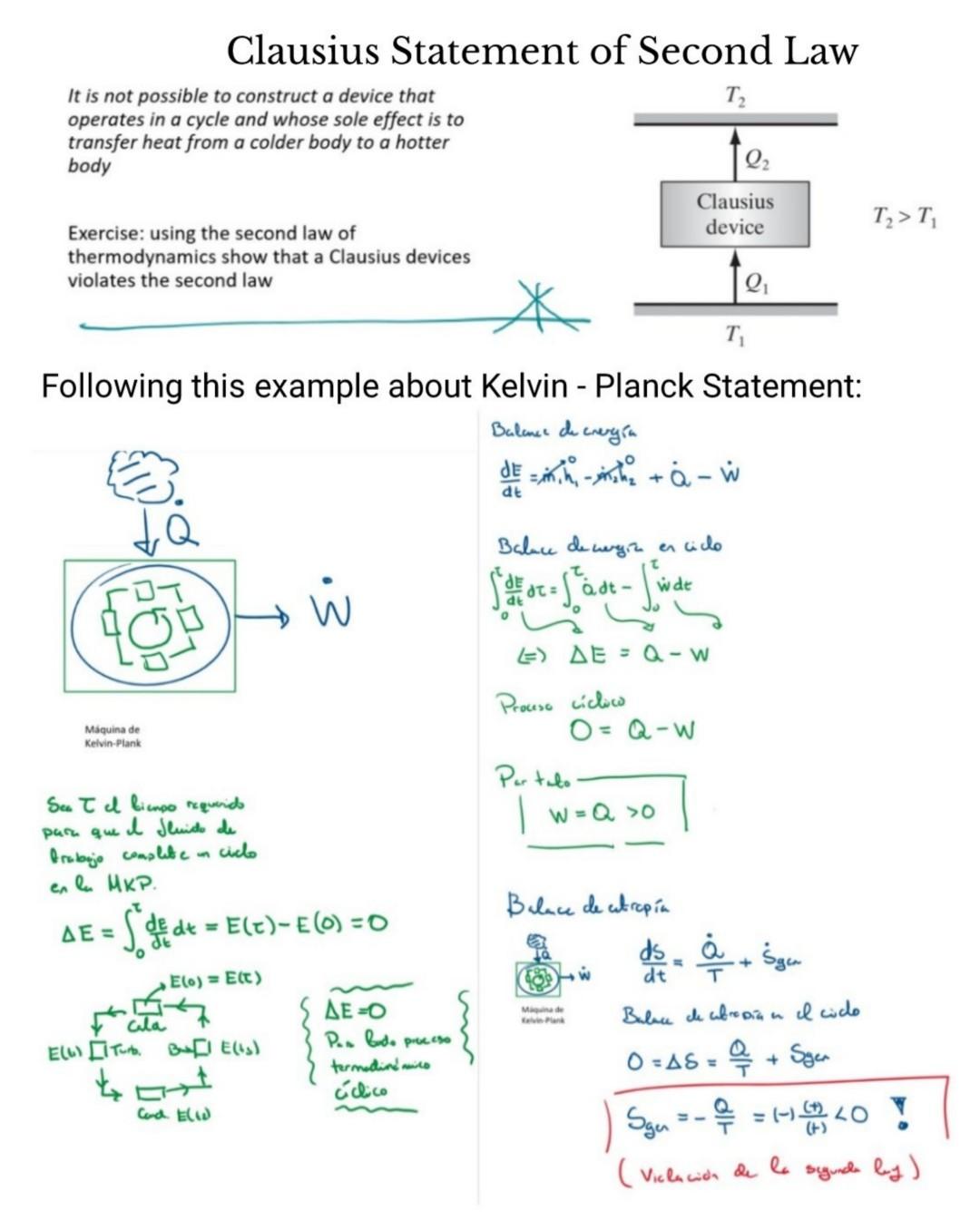 Solved Clausius Statement of Second Law It is not possible | Chegg.com